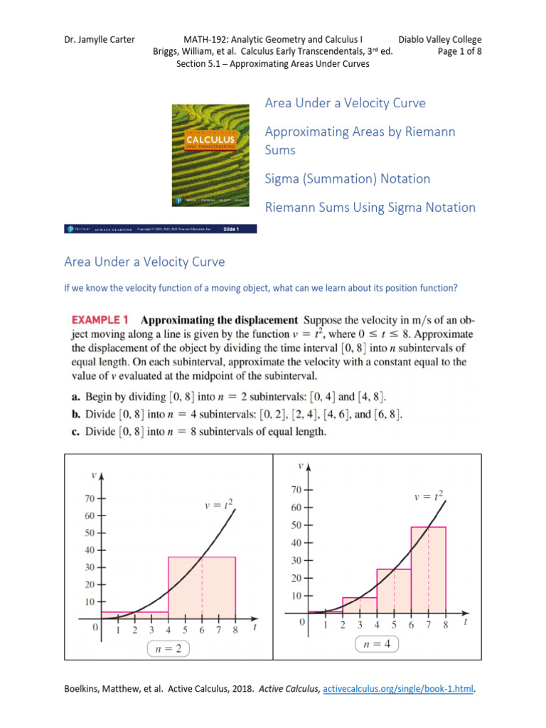 5.1 Approximating Areas Under Curves - ELECTRONIC | PDF