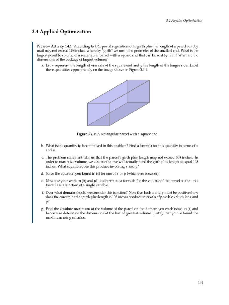 Active Calculus - Applied Optimization | PDF