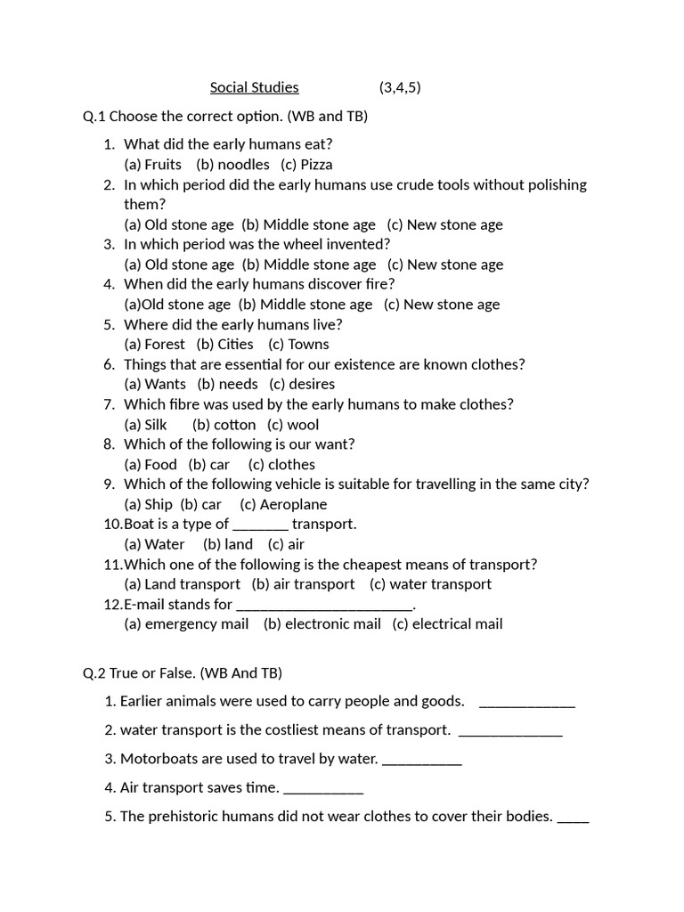 Social Studies Paper 2024-1 | PDF