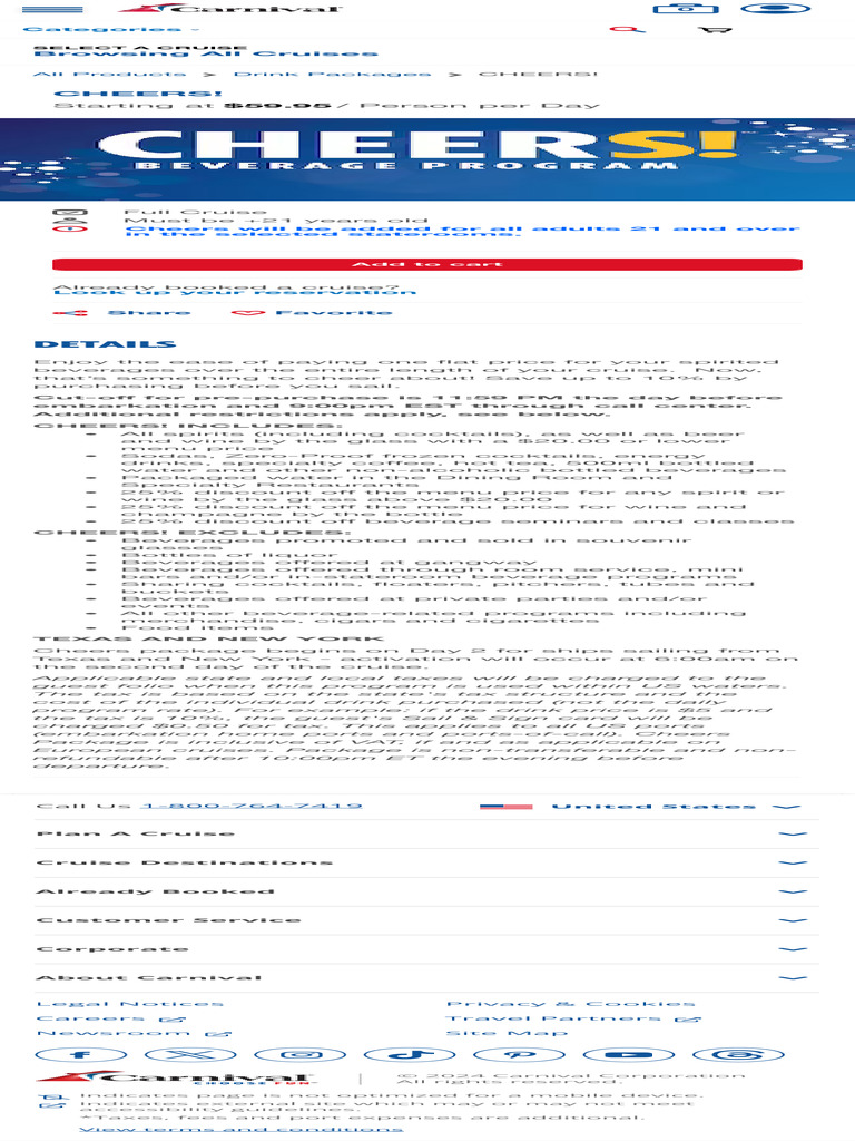 CHEERS! Drink Packages Carnival Cruise Line | PDF