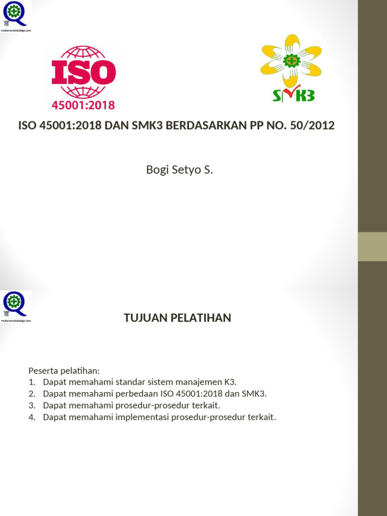 Materi ISO 45001 Dan SMK3 2018 | PDF