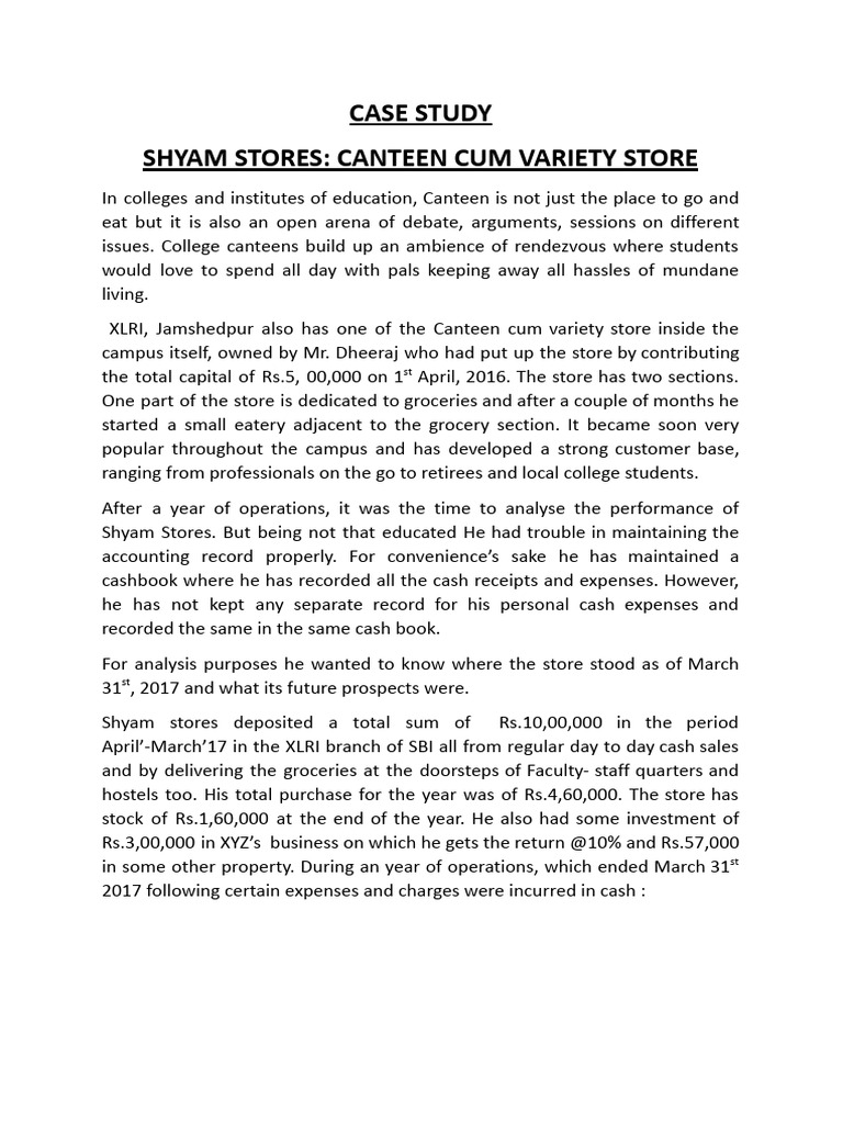 Shyam stores CASE STUDY | PDF