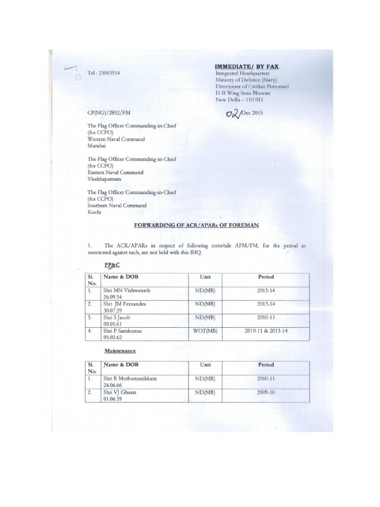 Foreman ACR APAR 03dec15 | PDF
