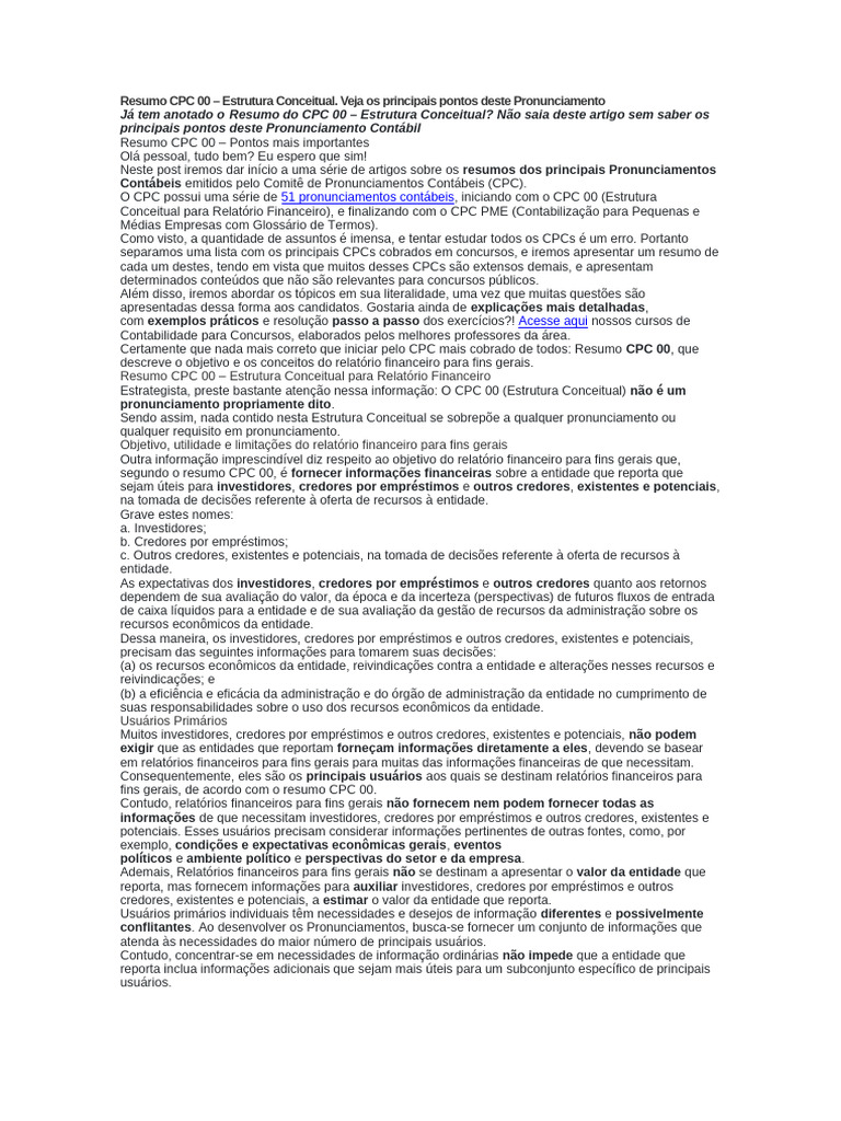 Resumo CPC 00 | PDF