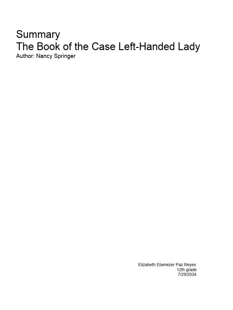 The Case of - The Left - Handed Lady Enola Holmes | PDF