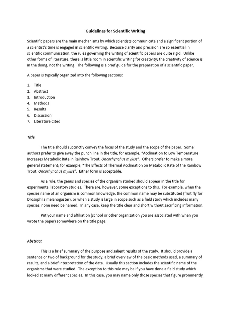 Guidelines for Scientific Writing | PDF