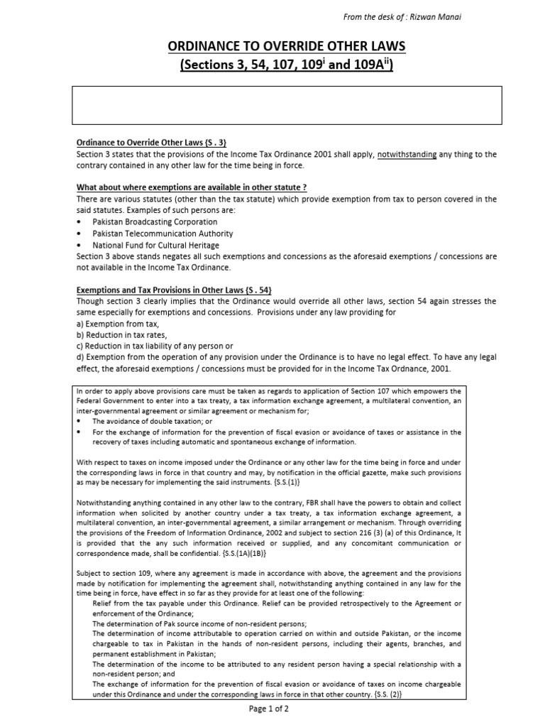 3 Ordinance To Override Other Laws - Sec 3, 54,107,109A-12.7.2024 | PDF