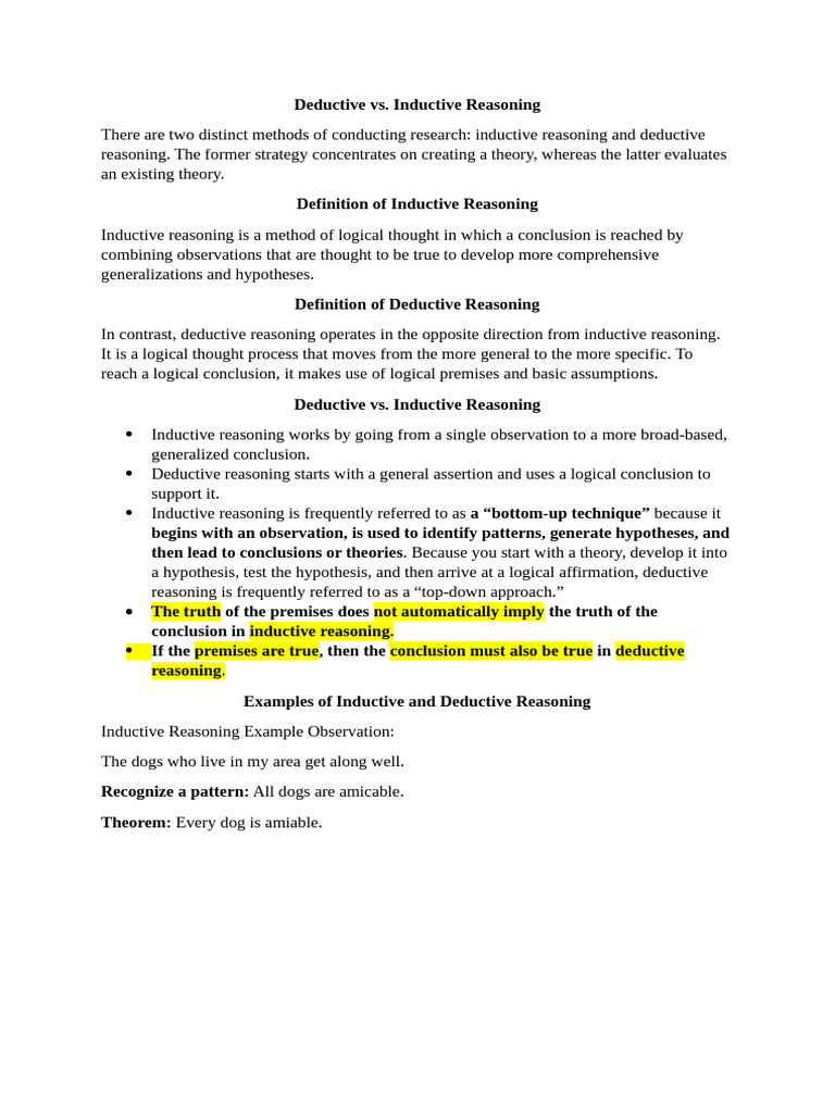 Deductive Vs Inductive | PDF
