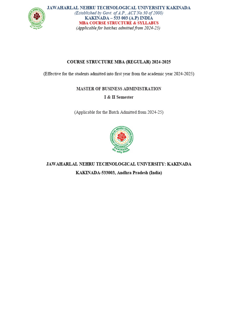 MBA 1st Year Course Structure and Syllabus 2024 25 | PDF | Economics ...