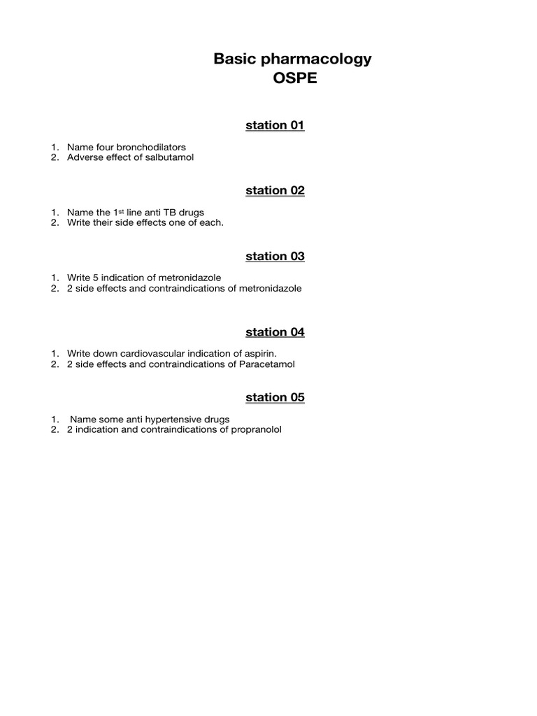 Pharmacology OSPE | PDF