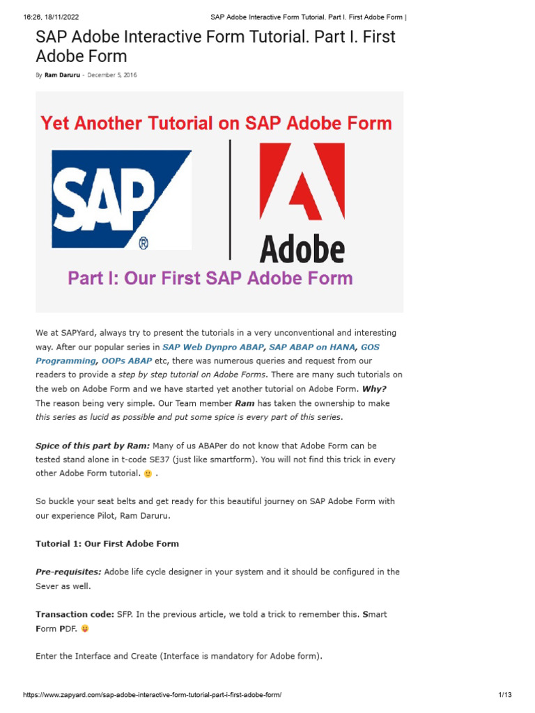 SAP Adobe Interactive Form Tutorial. Part I. First Adobe Form | PDF