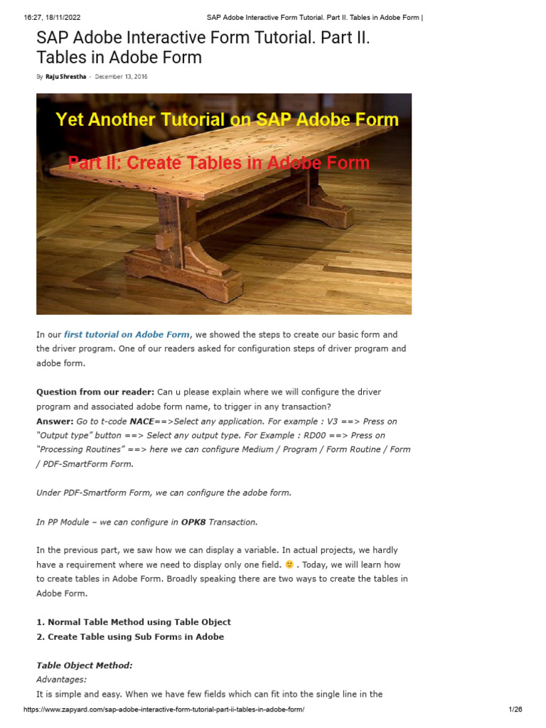 SAP Adobe Interactive Form Tutorial. Part II. Tables in Adobe Form | PDF