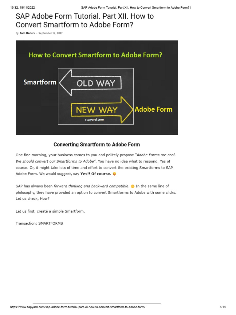 SAP Adobe Form Tutorial. Part XII. How To Convert Smartform To Adobe Form | PDF