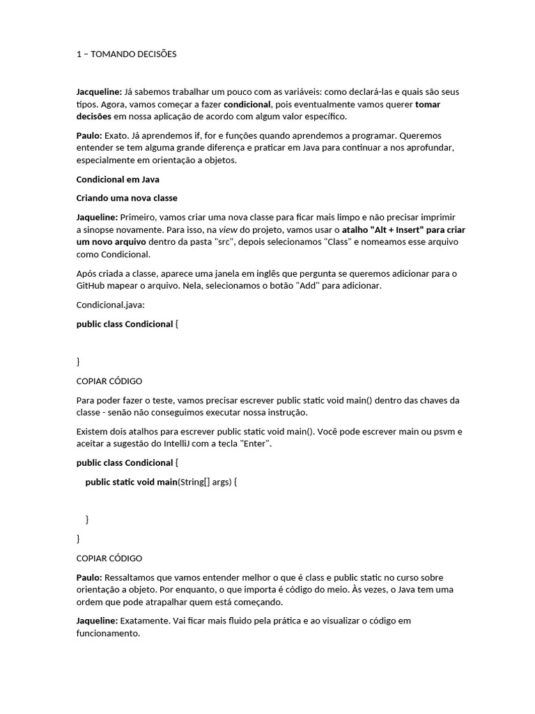 Estruturas Condicionais em Java | PDF | Java (linguagem de programação ...