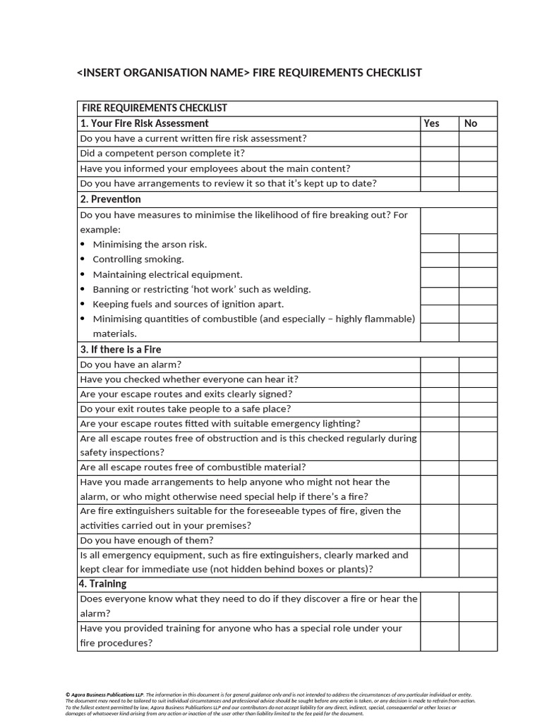 Fire Requirements Checklist | PDF