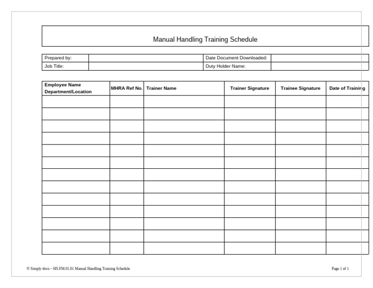 HS - Fm. Manual Handling Training Form | PDF