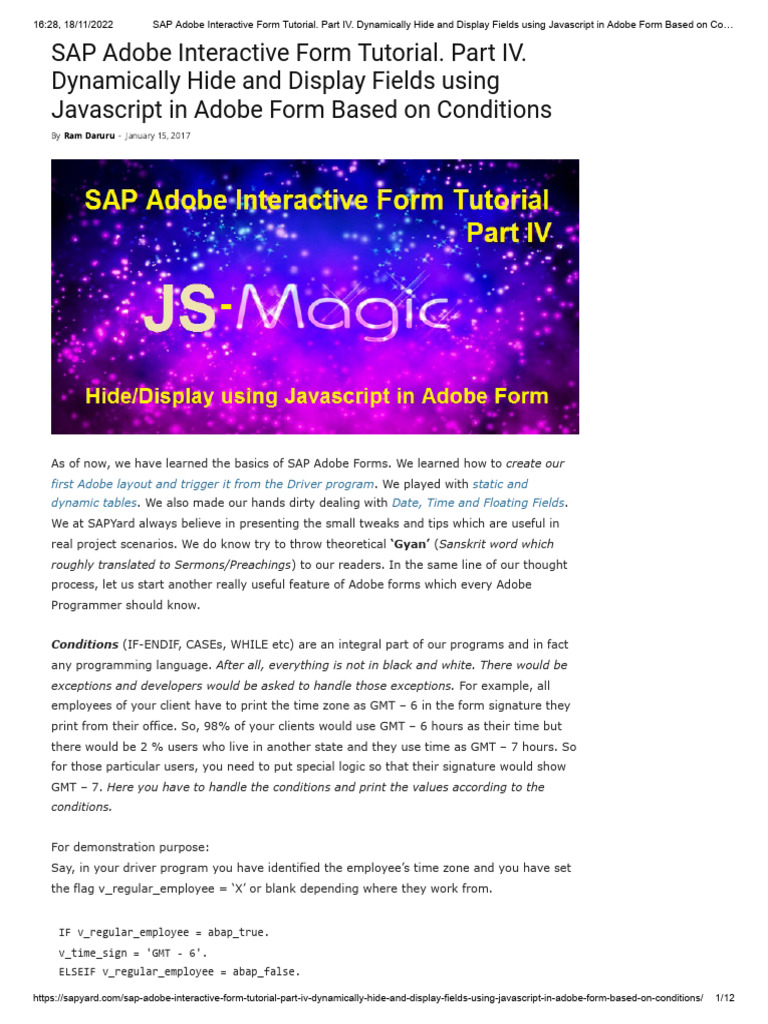 SAP Adobe Interactive Form Tutorial. Part IV. Dynamically Hide and Display Fields Using ...