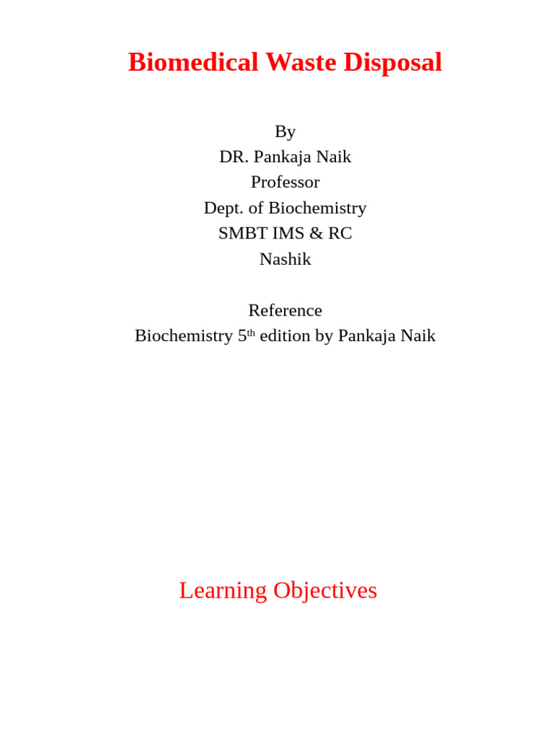 CH. 35 Biomedical Waste Disposal | PDF