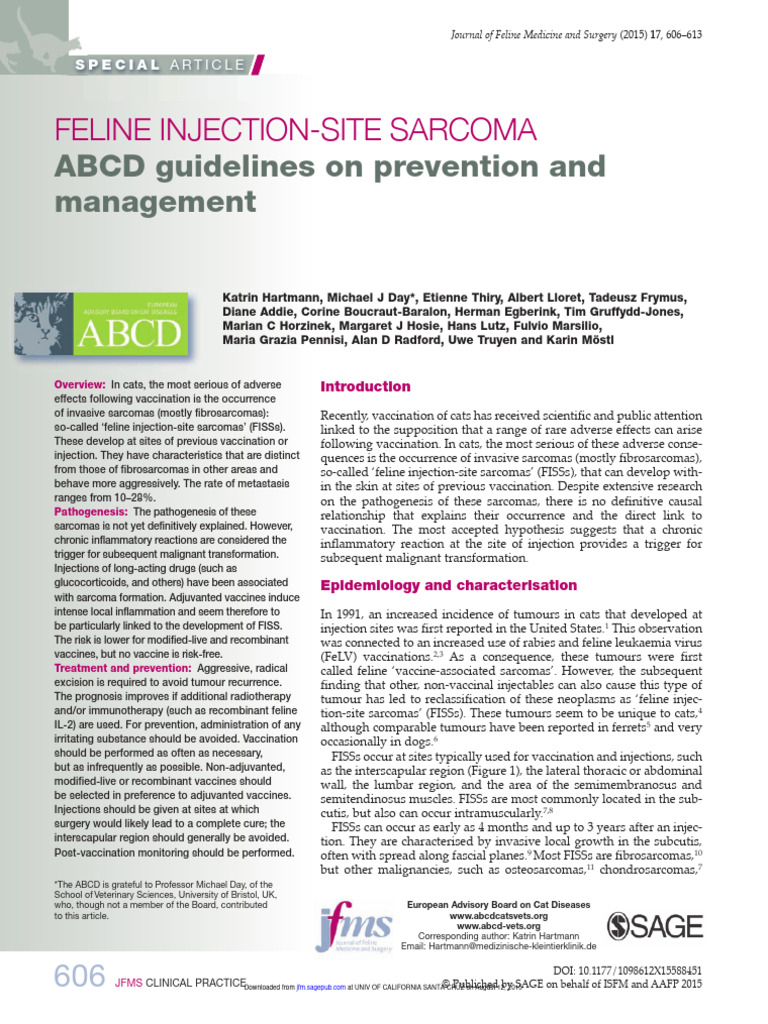 Feline Injection Site Sarcoma ABCD Guide | PDF