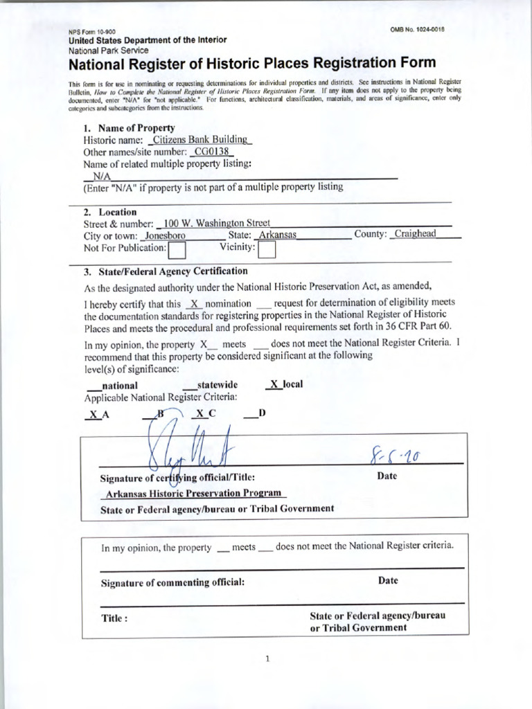 Citizens Bank National Register of Historic Places Registration Form | PDF