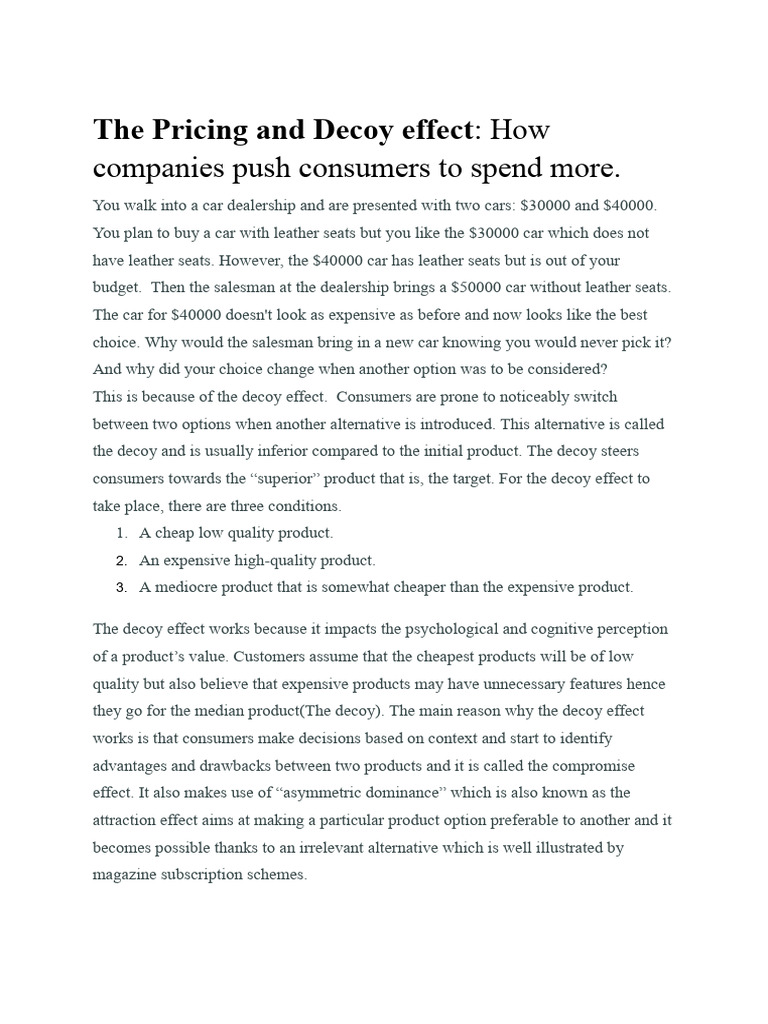 The Pricing and Decoy Effect - How Companies Push Consumers To Spend ...
