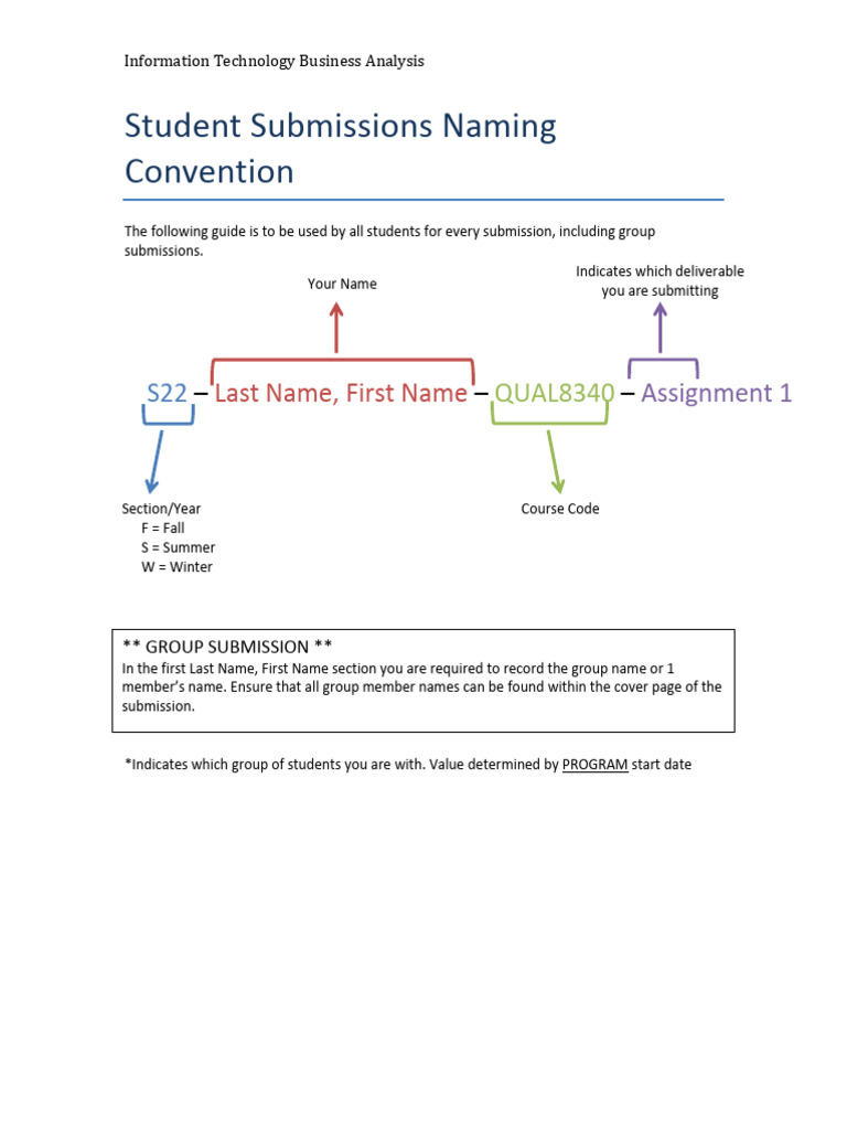 O3 - Student Submissions Naming Convention - Ver 1.0 | PDF