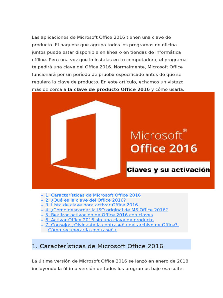 Claves de Producto para Office 2016 | PDF | Microsoft Office | Microsoft