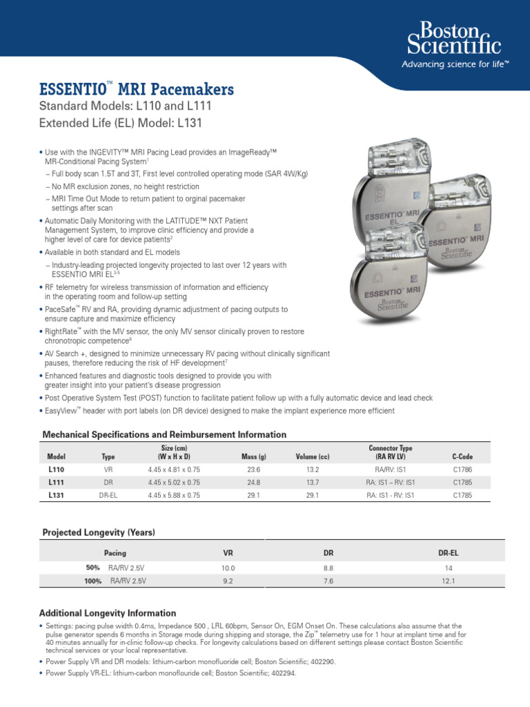 ESSENTIO MRI Family Spec Sheet CRM 324104 AD | PDF | Artificial Cardiac ...
