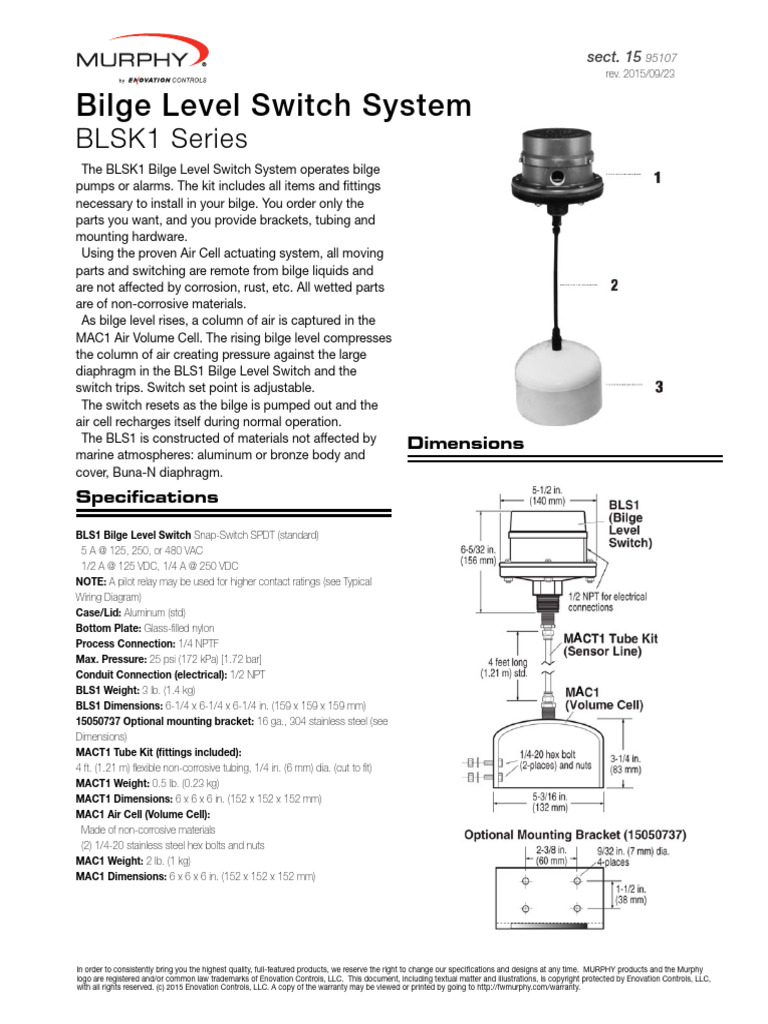 Bilge Level Switch System BLSK1 Series | PDF