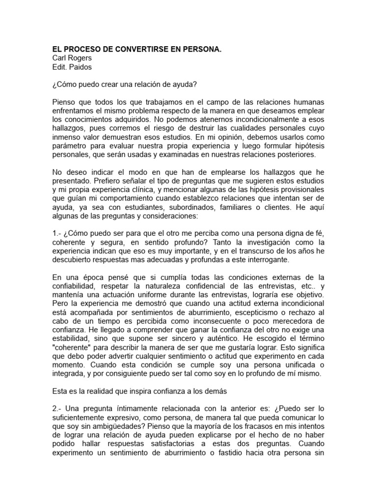 El Proceso de Convertirse en Persona | PDF