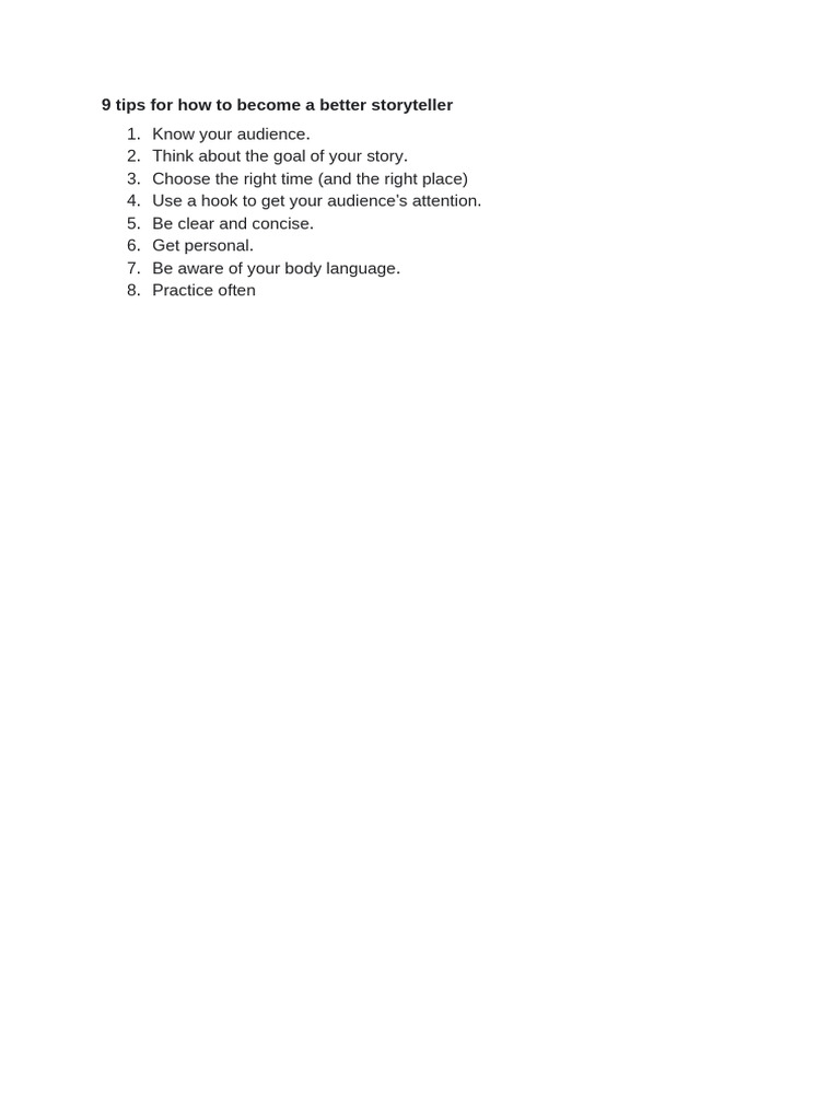 9 Tips For How To Become A Better Storyteller | PDF 9 Tips For How To Become A Better Storyteller | PDF