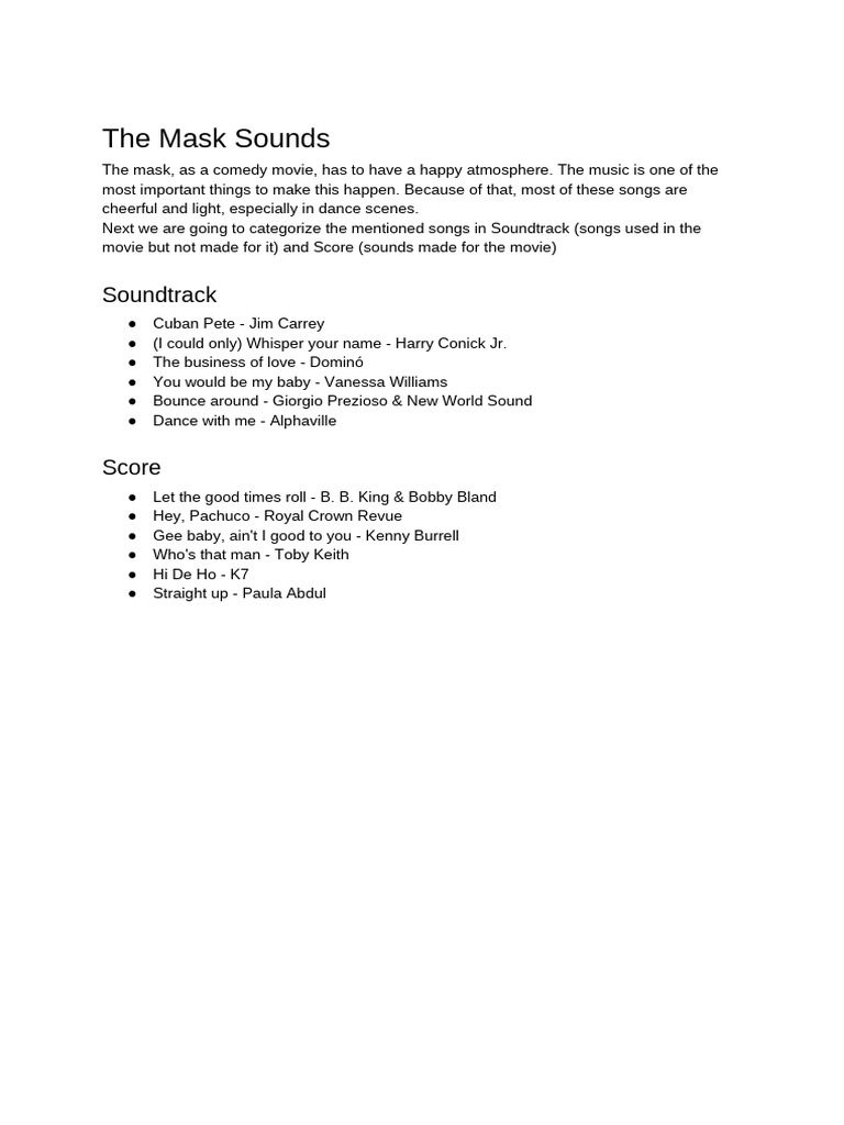 The Mask Sounds | PDF