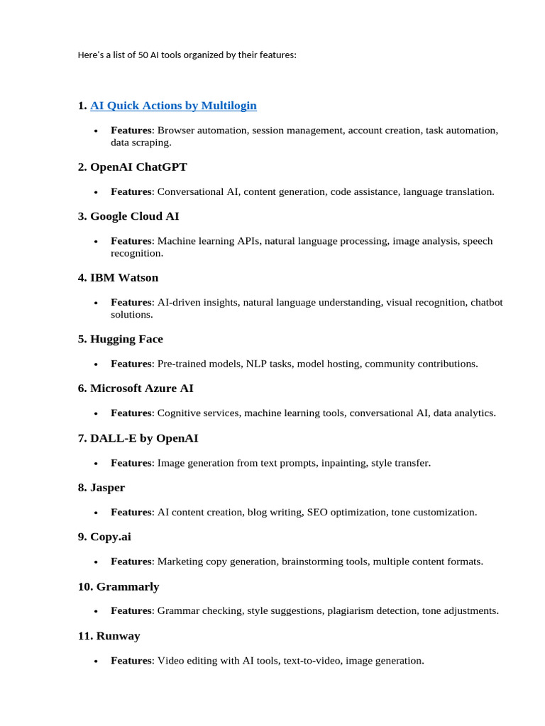Top 50 AI Tools | PDF | Artificial Intelligence | Computers