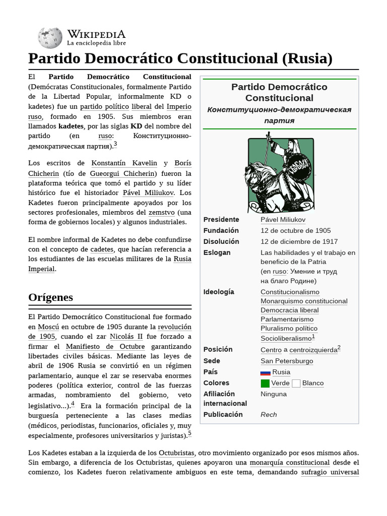 Partido Democrático Constitucional (Rusia) | PDF