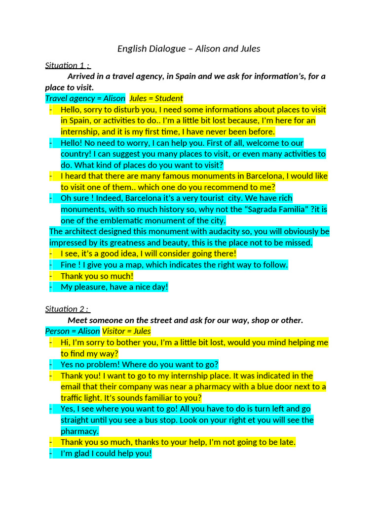 English Dialogue 3 | PDF