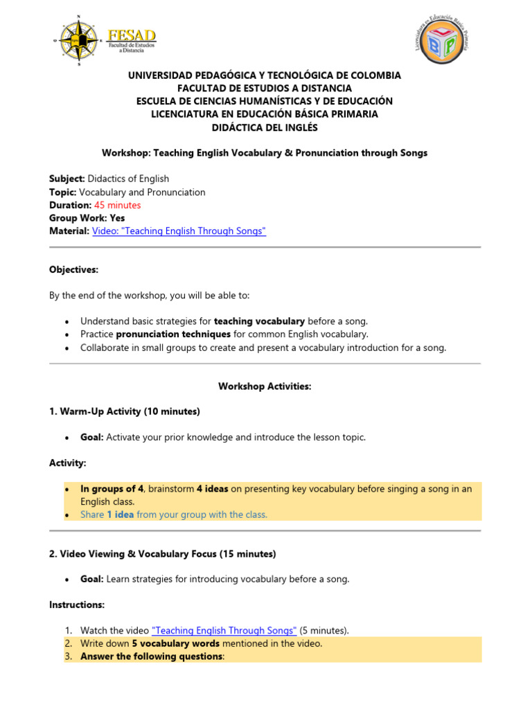 Didáctica Inglés-Workshop Unit 1-Students Version | PDF