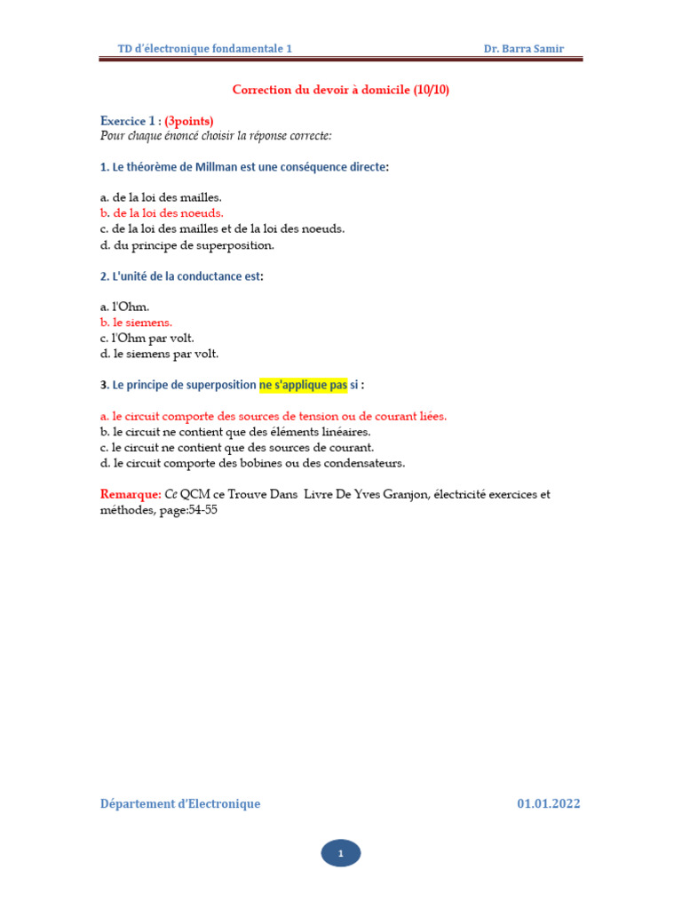Correction Du Devoir A Domicile | PDF