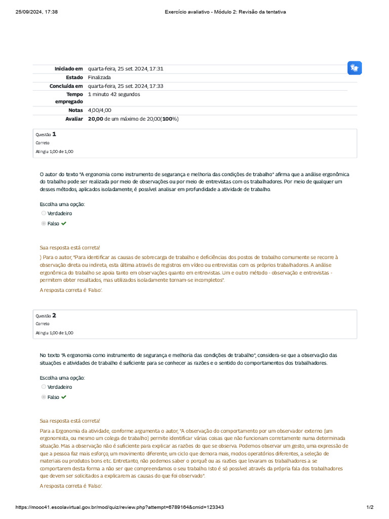 Para Que Serve A Análise Ergonômica Do Trabalho - Exercício Avaliativo - Módulo 2 - Revisão Da ...
