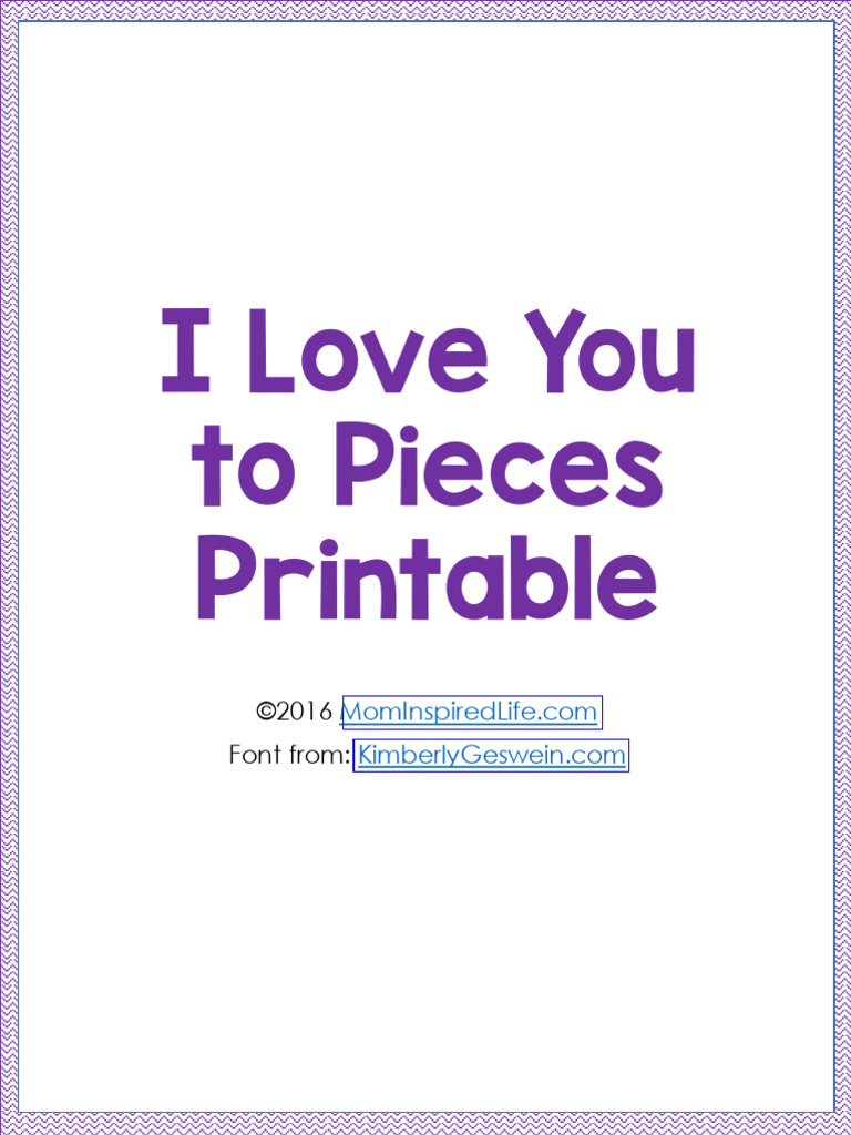I Love You To Pieces Valentines Day Craft Printable | PDF