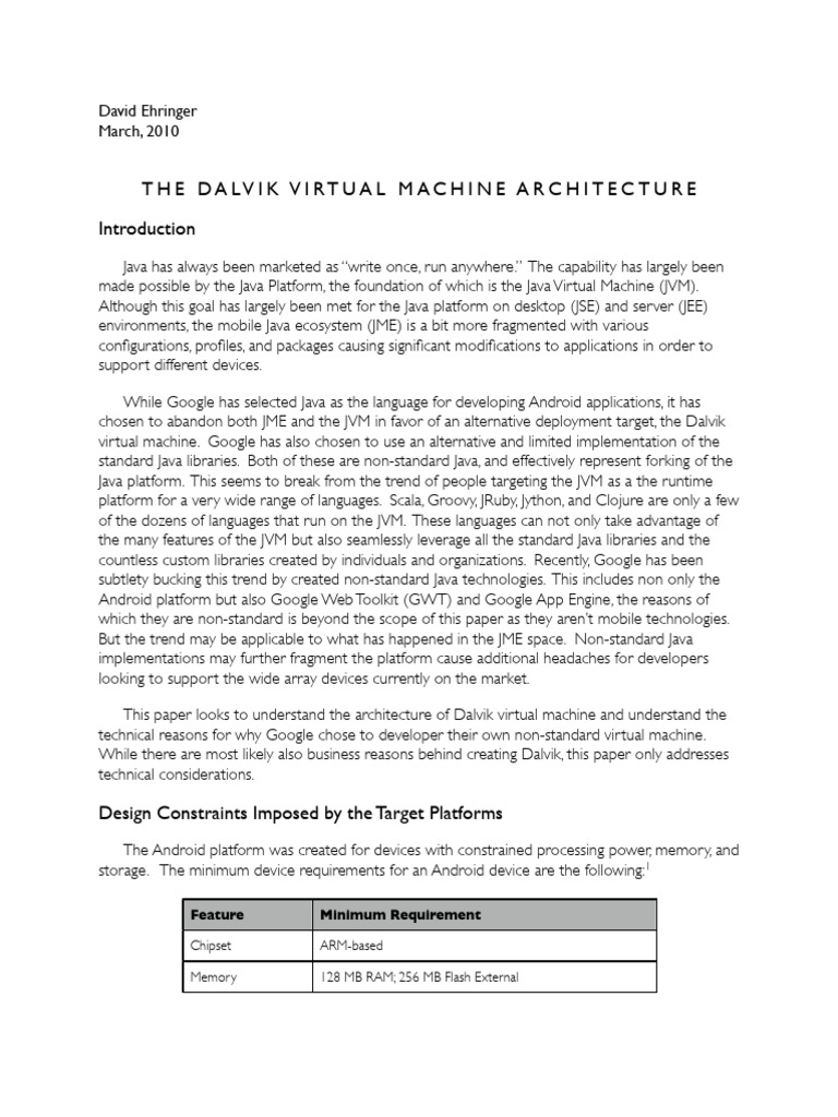 The Dalvik Virtual Machine | PDF
