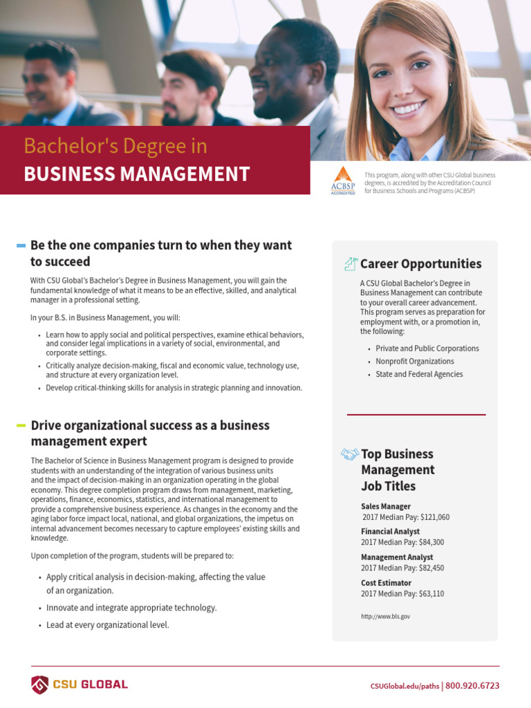 Bachelors Business Management Program Sheet | PDF