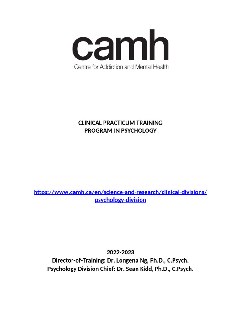 Clinical Practicum Training Program in Psychology-2022-2023 | PDF