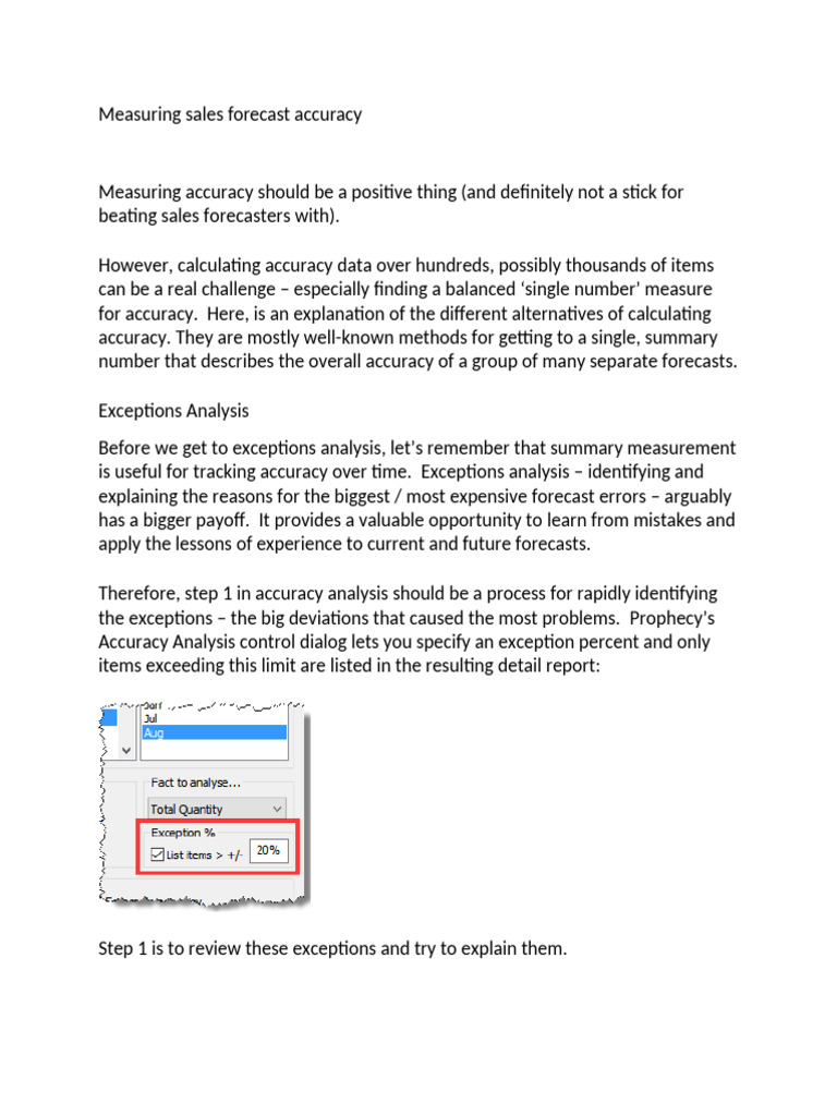 Measuring Sales Forecast Accuracy | PDF | Weighted Arithmetic Mean ...