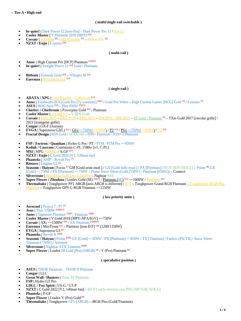 2023 Power Supply Unit Tier List | PDF | Graphics Processing Unit ...
