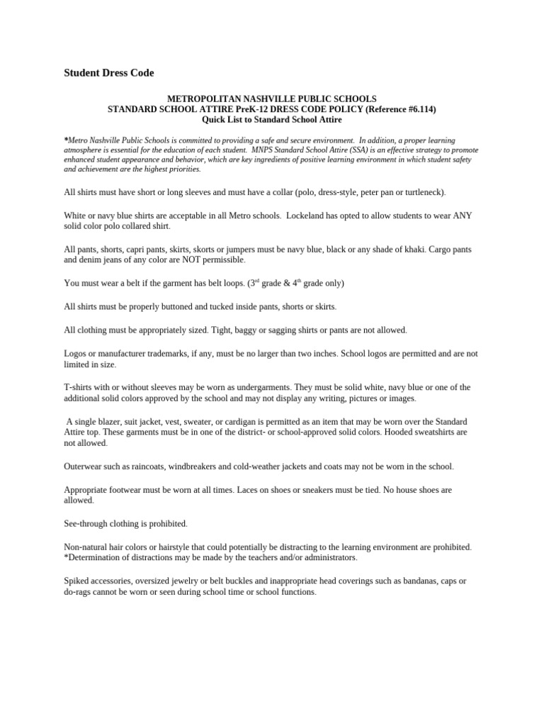 Student Dress Code | PDF