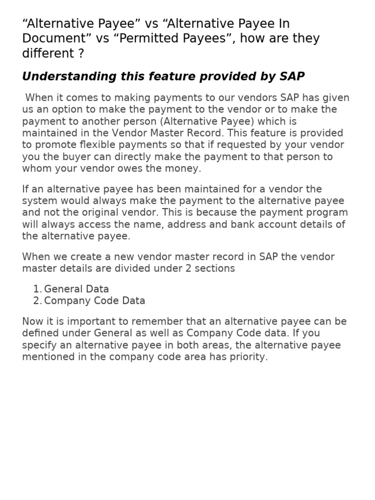 Alternative Payee | PDF | Payments | Accounts Payable