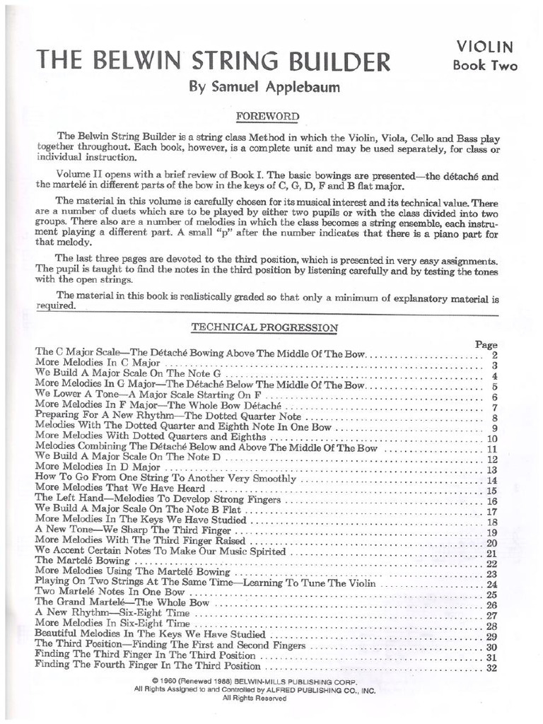 String Builders Violin Book 2 by Samuel Applebaum | PDF