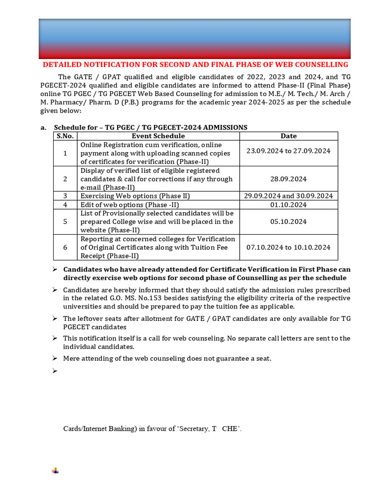 Second Phase Notification 2024 Detailed Notification | PDF