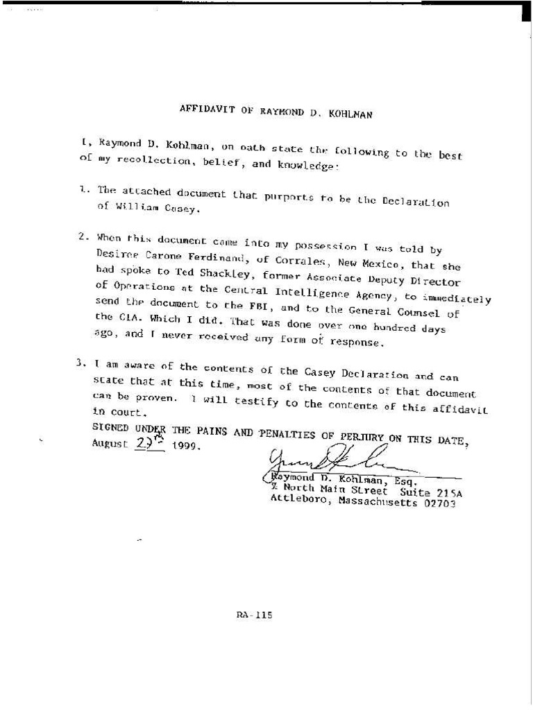 Affidavit of William Casey | PDF
