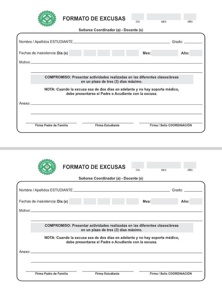 Formato Excusas Its | PDF